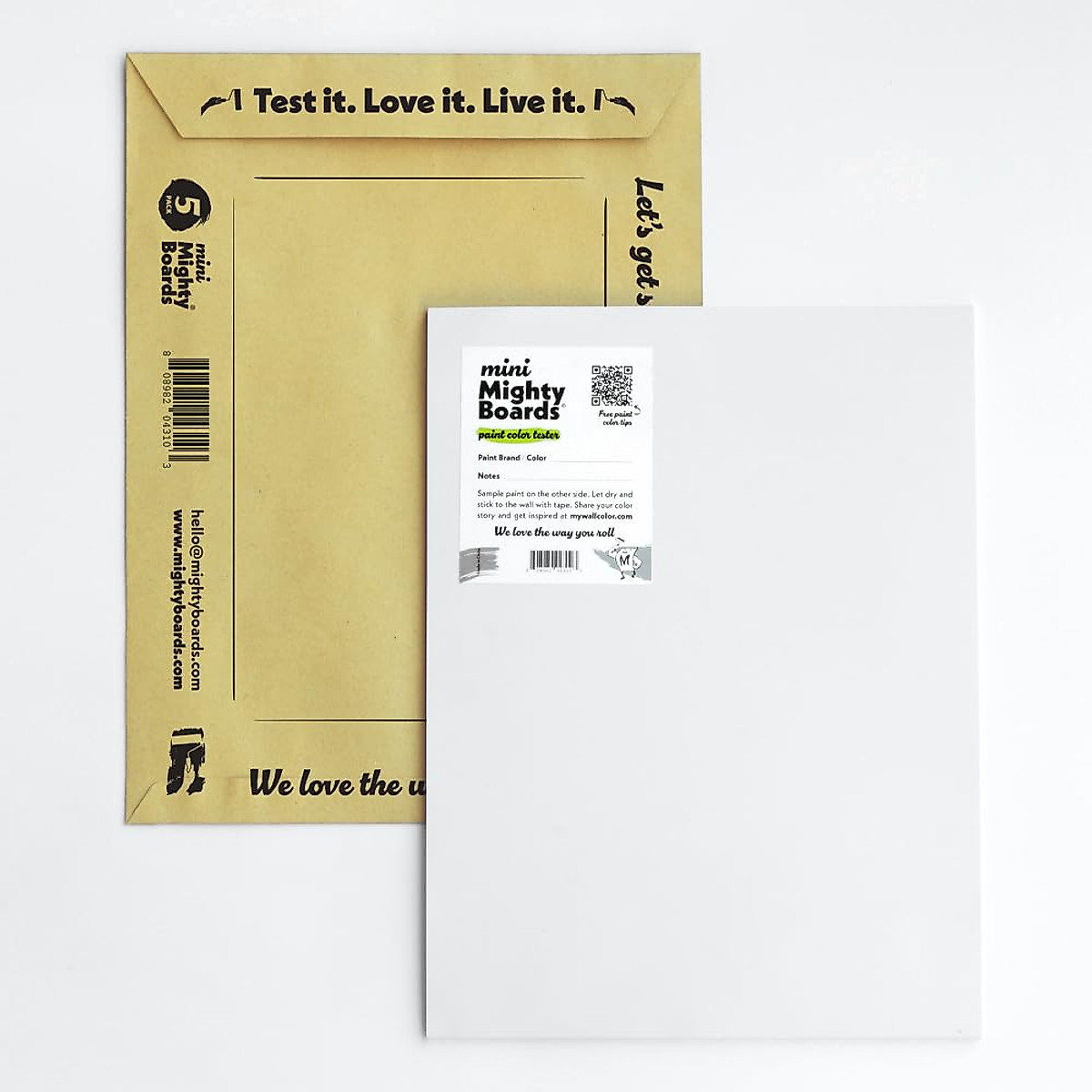 Mighty Board Minis Polystyrene Paint Color Test Panels, 12" x 9", Set of 5, White