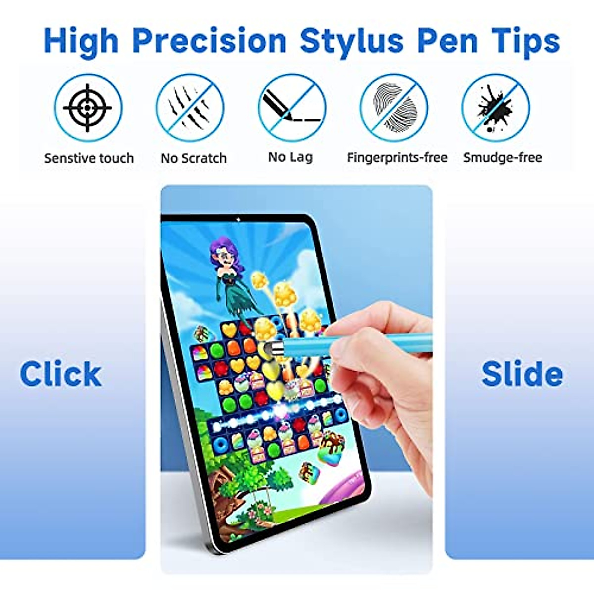 Mesh Fiber Tips (10 Pack) GUUGEI Stylus Pen Replacement Tips Suitable for capacitive Touch Screen,High Sensitivity, Soft, no Scratch Screen Pen tip