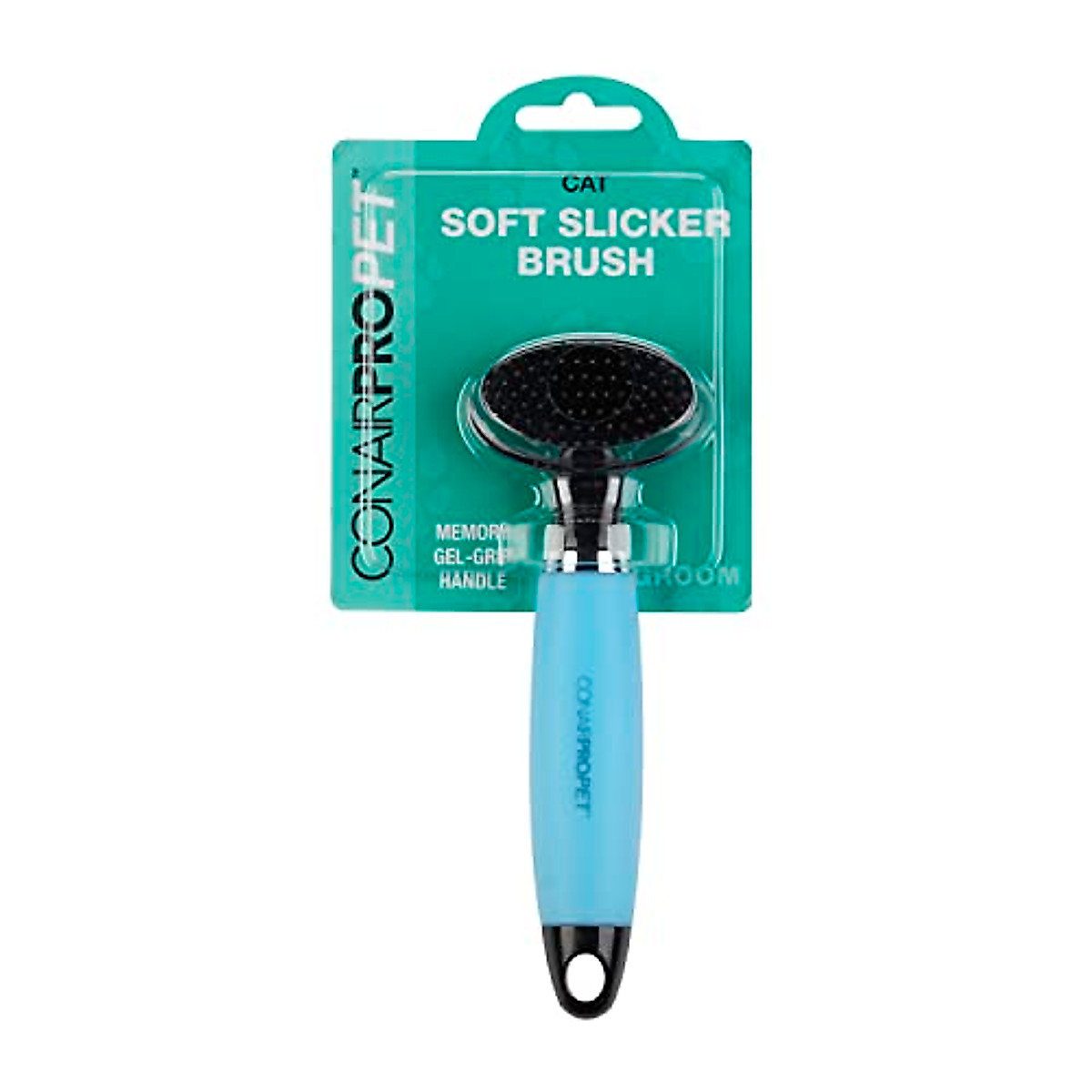 CONAIRPRO Dog & Cat Cat Soft Slicker Brush, Cat Brush for Shedding, Removes Tangles, Mats & Loose Hair, Soft Coated Pins for Gentle Brushing, Memory Gel Grip Handle