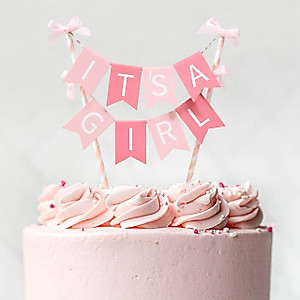 It Is a Girl Cake Topper - Gender Reveal Party Decoration, Pink It’ s a Girl Paper Straw Cake Topper, Baby Shower Cake Topper, Baby Girl Baby Shower Decor