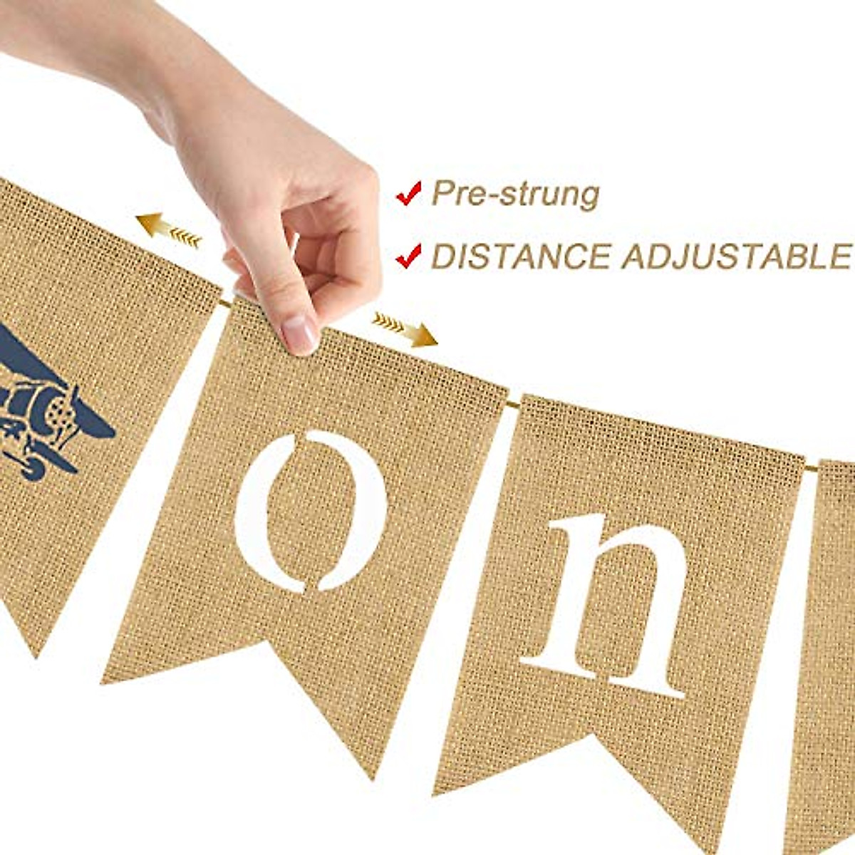 Jute Burlap Airplane Theme One High Chair Banner Boy 1st Birthday Party Highchair Decoraiton