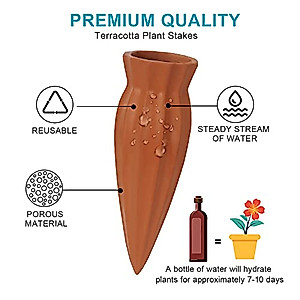 KOAMLY 12 Pcs Self Watering Spikes,Terracotta Plant Watering Devices,Terra Cotta Self Watering Planter Insert,Recycled Wine Bottle Water Plants While Away