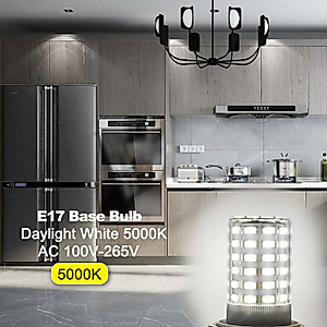 ZHENMING Upgraded 5304517886 kei d28a kel2811 Freezer Light Bulb E17 4W Refrigerator Light Bulb Replace, Daylight 5.5W Appliance Lamp Range Hood 40W-60W Equivalent, AC100-265V Non-Dimmable, Pack of 2