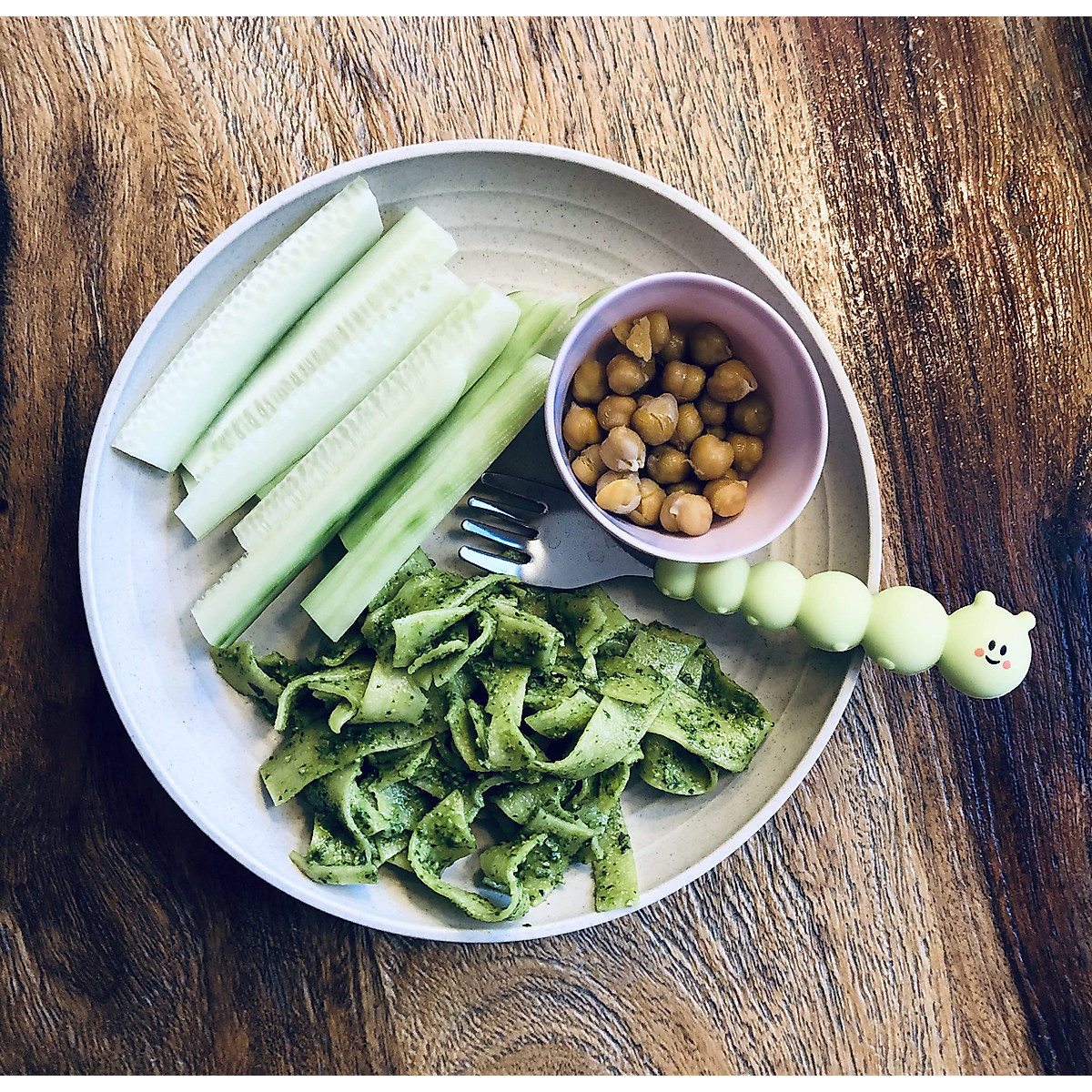 melii Caterpillar Spoon and Fork Utensil Set for Toddlers - BPA-Free Silicone and Stainless Steel Kids Utensils - Ergonomic, Easy-Grip Design for Fun & Safe Eating for Children