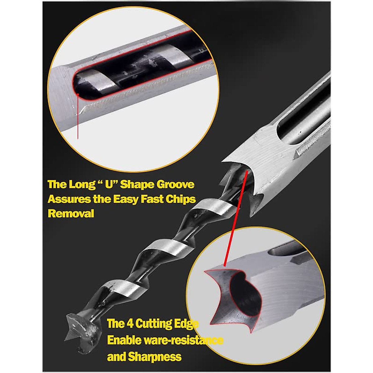 5/8 in. Wood Square Hole Mortise Chisel Drill Bit Tool Woodworking Drill Bits Hole Cutter