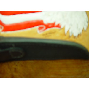 Custom Right-hand Leather knife sheath for the Buck 119 dyed black. Made with Authentic Buffalo Hide Leather and has round basket-weave tooling with strap. Sheath ONLY!!!!