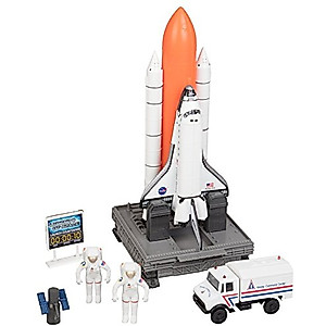 Space Shuttle And Toy Rocket Ship Set - 10 Piece Complex 39 Launch Site with Astronauts, Rockets, Space Shuttle, and Ground Vehicle - Measures 15"