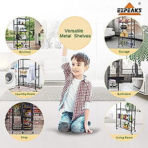 EZPEAKS 5-Shelf Shelving Units and Storage on 3'' Wheels with Shelf Liners Set of 5, NSF Certified, Adjustable Heavy Duty Carbon Steel Wire Shelving Unit (30W x 14D x 63.7H) Pole Diameter 1 Inch