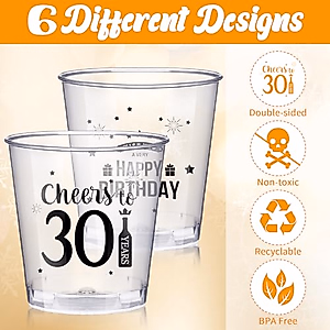 Hushee 300 Pcs 2 oz Cheers to 30 Years Shot Glasses Disposable Cups Plastic Cups 30th Birthday Party Favors for Men Women Birthday Anniversary Wedding Party Supplies (Cheers to 30 Years)
