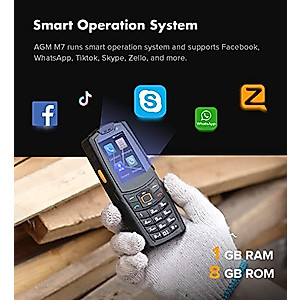 AGM M7 4G Rugged Phone, Large Button Cell Phones for Seniors, Waterproof/Drop-Proof, 2500mAh Battery, Powerful Speaker, 2.4'' Touchscreen, Dual SIM Cards, Facebook/Whatsapp/TikTok, 1GB+8GB