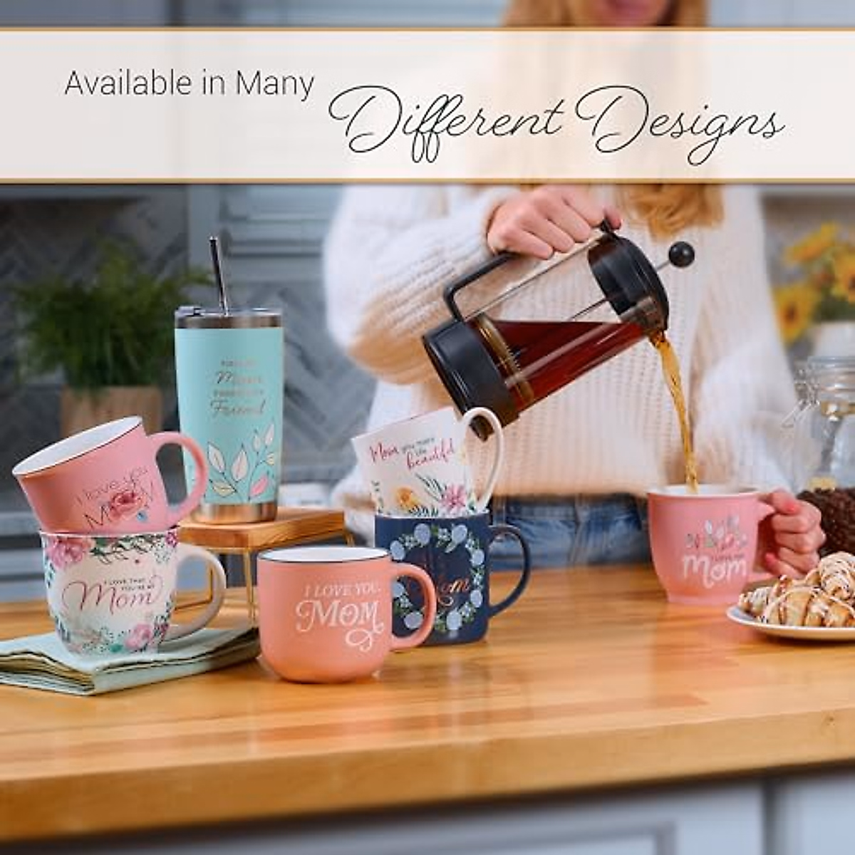 Christian Art Gifts Reusable Stainless Steel Tumbler Travel Mug w/Straw for Mothers: First My Mom Forever My Friend w/Scripture, Vacuum Insulated, Pop-up Lid, Hot/Cold, Cute Mint Green Floral, 18 oz.