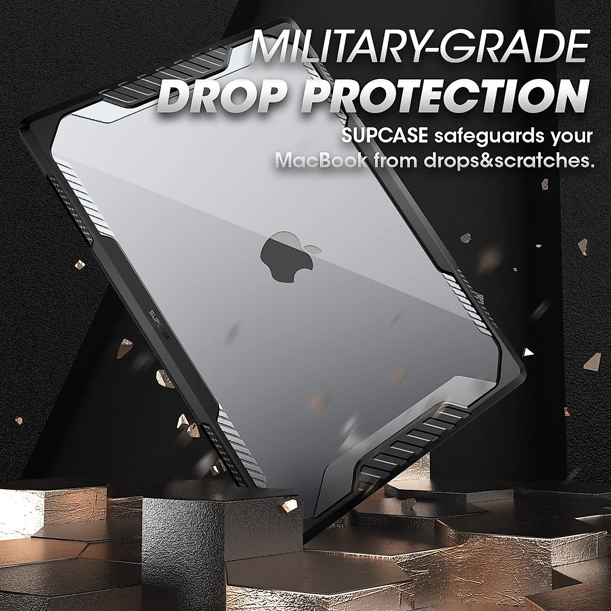 SUPCASE for MacBook Air 15 Inch Case 2025/2024/2023 (Unicorn Beetle), M4 A3241 / M3 A3114 / M2 A2941 Heavy Duty Shockproof Rugged Hard Shell Protective Cover for MacBook Air 15" with Touch ID, Black