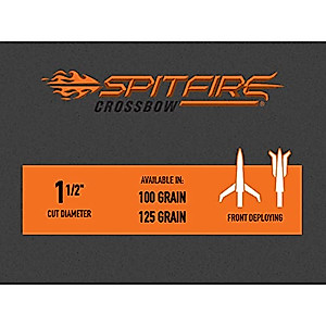 New Archery Products Spitfire Crossbow Mechanical Broadhead 3 Blade 1 1/2" Cutting Diameter 100 Grain Three Pack