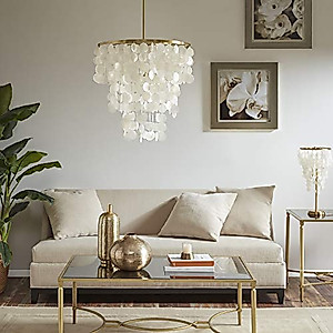 Urban Habitat Isla Modern Classic Chandeliers-Metal, White Shell Shade Pendant Ligthing Lamp Ceiling Dining Room Lighting Fixtures Hanging