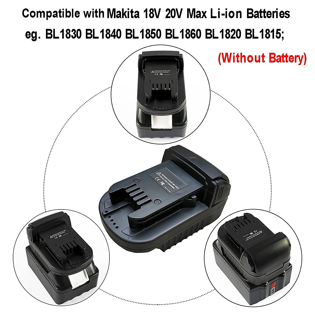 Battery Adapter for Makita to Milwaukee M18 18V Lithium Cordless Tool, Convert Makita 18V LXT Lithium Battery BL1860B/BL1850B/BL1830/BL1815 to Milwaukee 18 Volt Lithium-Ion M18 Battery Converter
