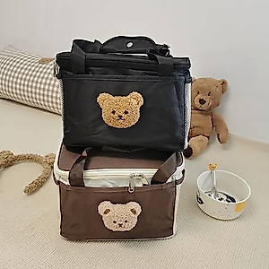 Josfey Kawaii Lunch Bag Cute Lunch Box Aesthetic Lunch Bag Insulated Lunch Bag Women Lunch Box Lunch Bag for Women (Brown)