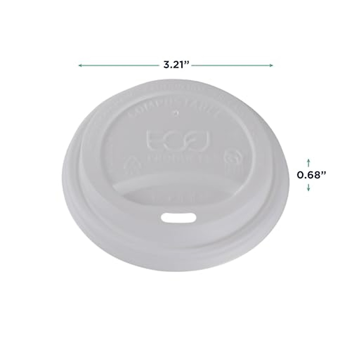 Eco-Products Compostable Coffee Cup Lids, Case of 800, White EcoLid, Fits 8oz Hot Cups, Made from PLA Plastic, A Renewable Material Made from Plants, ASTM, BPI-Certified