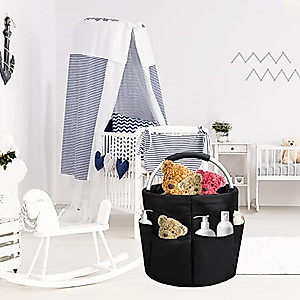 Black Shower Caddy Portable with 8 Pockets,Large Capacity Travel Shower Caddy Bag for Bathroom College Dorm Room Beach