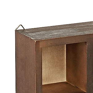 MyGift Brown Wood Hanging Shadow Box, Shot Glasses Display Case, Crystal Display Shelves, Collectibles Display Shelf, Freestanding or Wall Mounted Shelving Unit with 12 Compartments