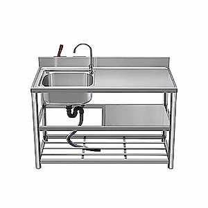 Kitchen sinks, stainless sink, water trough,Stainless steel material, 200mm groove depth, double turret design, all steel drain, suitable for kitchen, bathroom, balcony, bar, hotel, hospital, school (