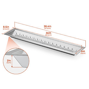 Stanbroil 36" x 6" Drop-in Fire Pit Pan with Jet Burner, Upgraded Stainless Steel Fire Table Pan for Higher Flame, 65k BTU Max, Linear