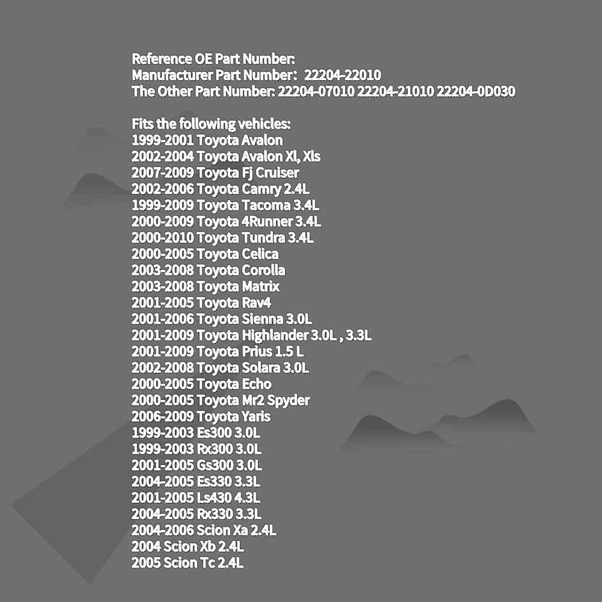 MAF Mass Air Flow Sensor Meter for Toyota Camry Tacoma 4Runner Corolla Matrix Rav4 Sienna Highlander Prius Es300 Rx300 Gs300 Es330 Ls430 Rx330 Scion Xa Xb Tc Replace 22204-21010 22204-07010