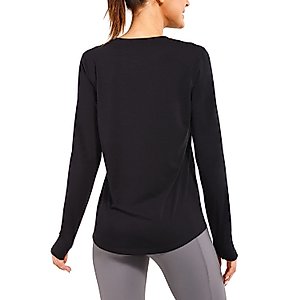 BALEAF Women's Athletic Long Sleeve Workout Shirts Loose Active Tops Running Gym Exercise T-Shirts Thumb Hole Black M