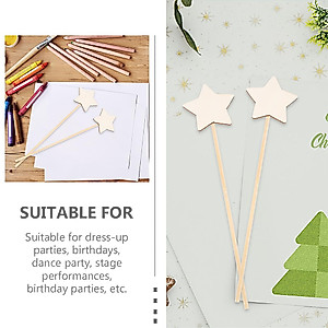TOYANDONA 10Pcs Make Your Princess Wand, Star Shape Fairy Wand Stick Unfinished Wooden DIY Crafts for Girls Princess Art Cosplay Costume Party