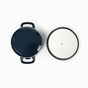HAWOK Enameled Cast Iron Dutch Oven with Lid, 3.5 Quart, Deep Round Dutch Oven with Dual Handles, Navy Blue