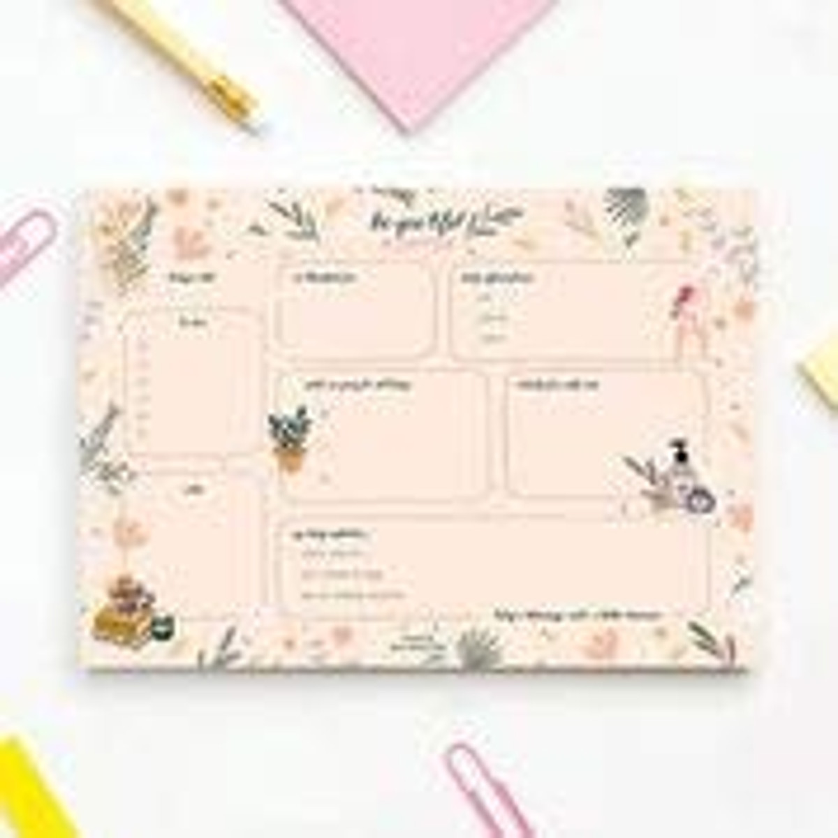 Bliss Collections Daily Planner, Balanced Self-Care Calendar, Organizer, Scheduler, Productivity Tracker for Organizing Goals, Tasks, Notes and To-Do Checklists, 8.5"x11" Tear-Off Sheets (50 Sheets)