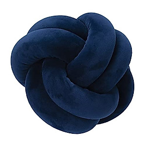 Yefound Navy Blue Knot Ball Pillow Home Decoration Plush Throw Pillow Round Ball Cushion Knotted Pillows for Sofa Car Office Decor, 8inches