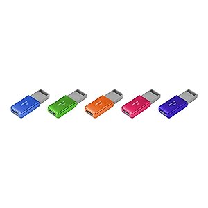 PNY USB 2.0 Flash Drives, 16GB, Assorted Colors, Pack of 5 Flash Drives