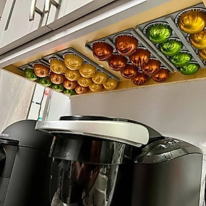 Pod Holder for Vertuo Coffee Pods | Under Cabinet or Wall Mounted Storage for Pods | Minimalist Design to Declutter Your Kitchen | MADE IN USA (White)