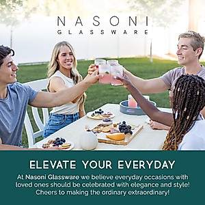 NASONI GLASSWARE 14 oz Hobnail Highball Glasses Set of 6 (Clear) - Embossed Beaded Glass Tumbler Vintage XL Drinkware Double Old Fashioned Cups for Beverages, Cocktails, Margaritas, Juice, Water