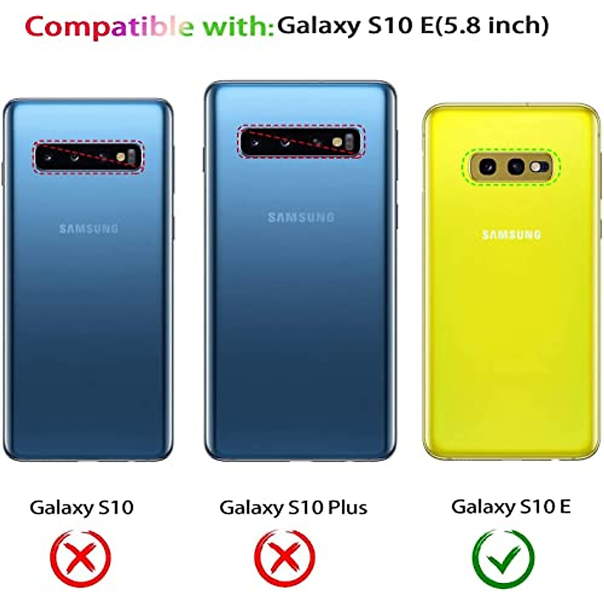 YmhxcY Cases with Explosion-Proof Film[2 Pack] and Camera Lens Screen Protective Film[2 Pack], Heavy Protection Cover for Samsung Galaxy S10E-Blue and Orange