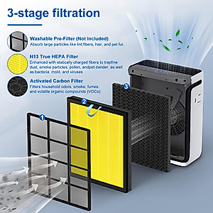 Vital 100S Pet Replacement Filter Compatible with Levoit Smart WiFi Vital 100S Air Puri-fier, 3-in-1 H13 HEPA and High-Efficiency Activated Carbon Filter, Vital 100S-RF, 2 Pack.