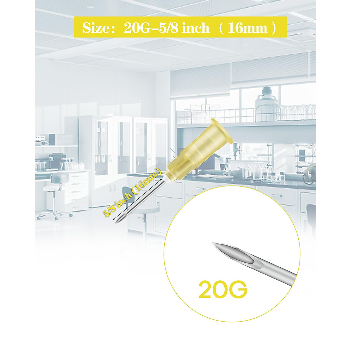 20G Luer Lock with Cap 16MM 100 Pack for Lab, Pet and Industrial Dispensing Accessories