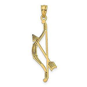 IceCarats 14K Yellow Gold Bow Arrow Necklace Charm Pendant 34mm Only