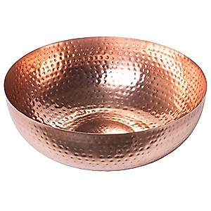 Red Co. 13" Elegant Handcrafted Hammered Round Bowl, Decorative Centerpiece, Large, Copper Finish