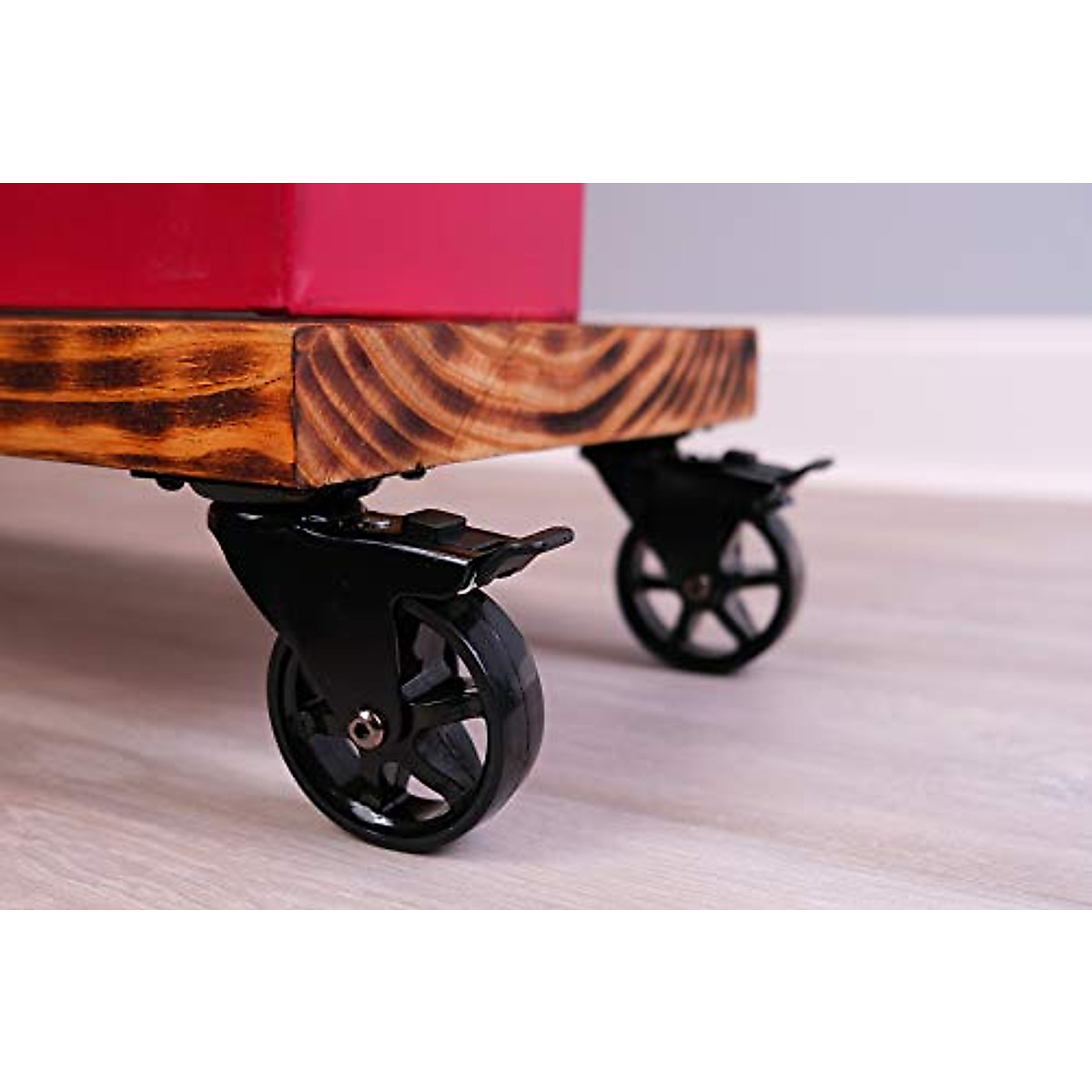 Headbourne 8276E 3 inch Polyurethane Mag, 4 Pack Designer Caster, 3-Inch, Gloss Black, 4 Count