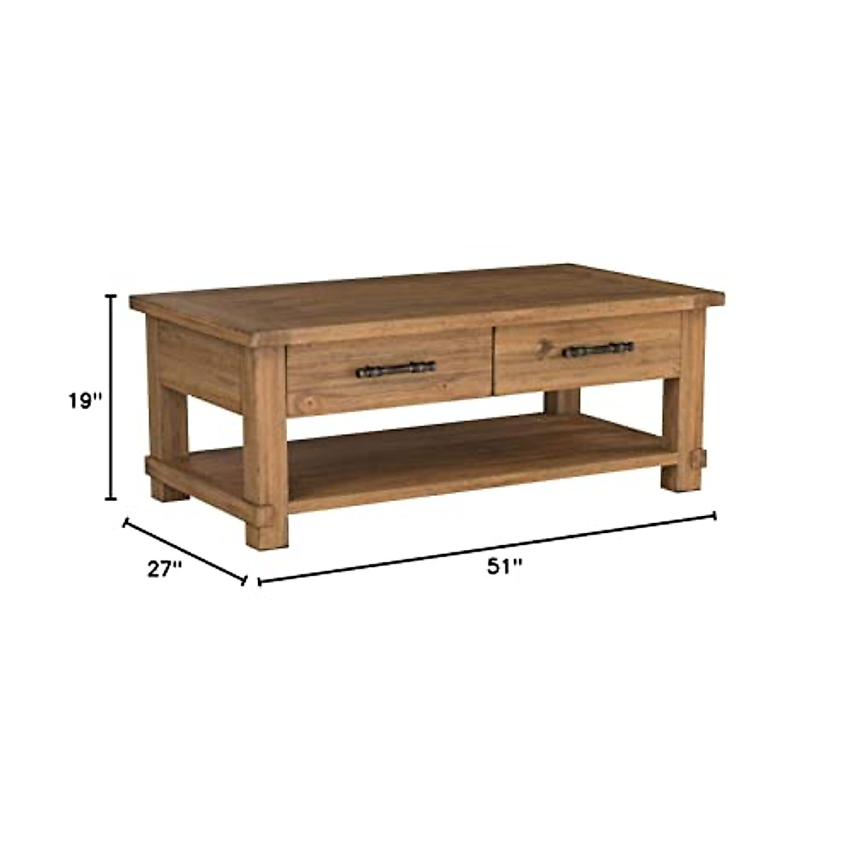 Amazon Brand – Stone & Beam Ferndale Rustic Coffee Table, 51"W, Sandstone