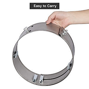 Lineslife Rocket Stove Windscreen, 9.8"-14.2" Adjustable Stainless Steel Camping Wood Stove Windshield Portable for Outdoor Cooking, Round Silver