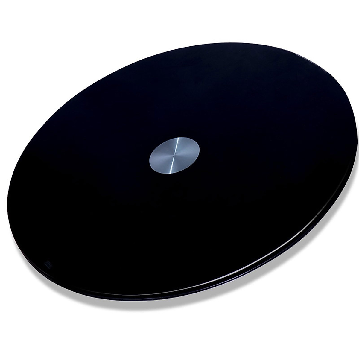 Dxcaicc Dining Table Glass Turntable,Glass Lazy Susan Turntable Dining Table,Round Tempered Glass with Silent Bearing centerpieces,Steady Swivel Dining Table Glass Serving Tray,Black,108cm