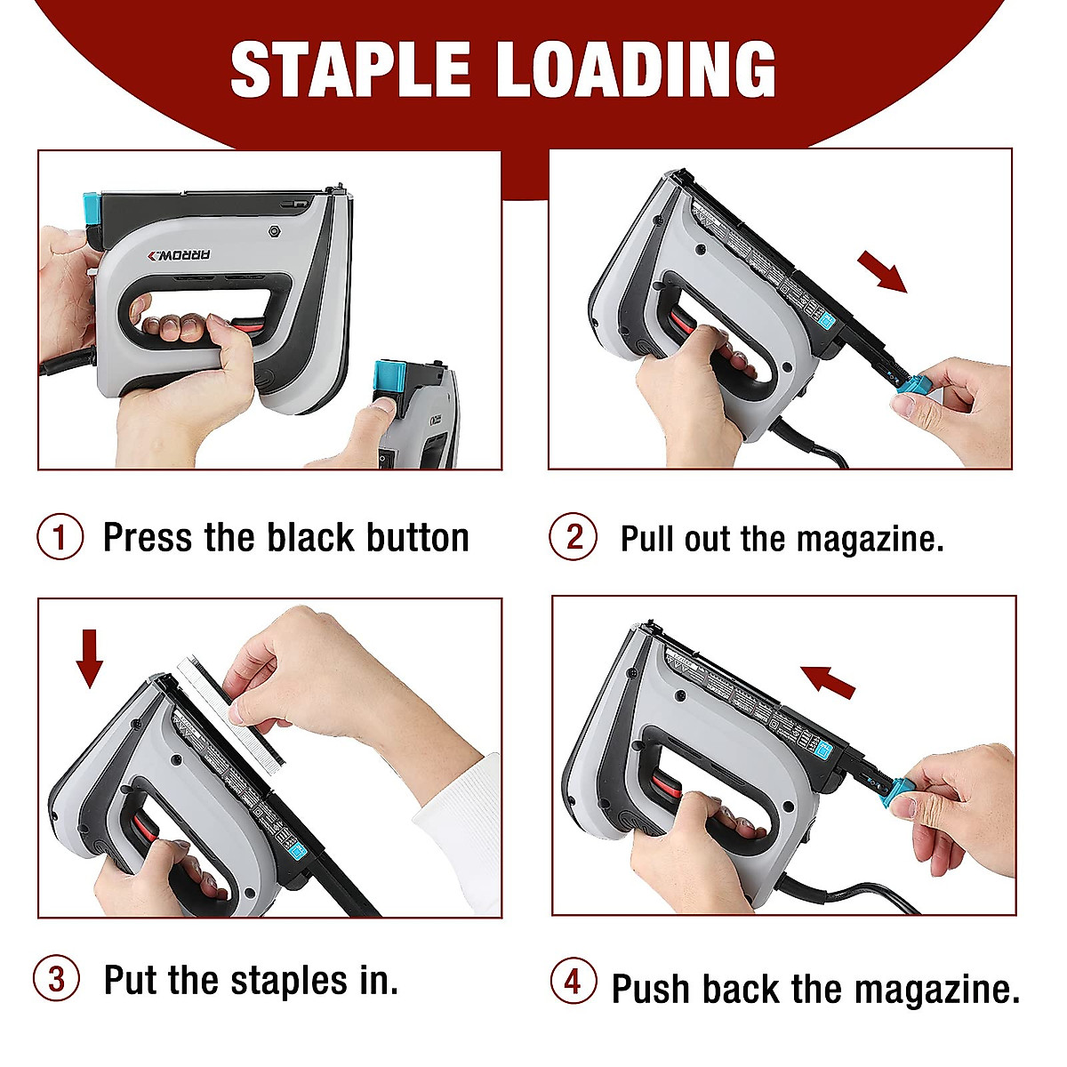 Arrow Electric Staple Gun Kit, Corded Stapler with 3750 Pieces T50 1/4", 3/8", 1/2" Staples, for Upholstery Professional and DIY Projects, T50ACD