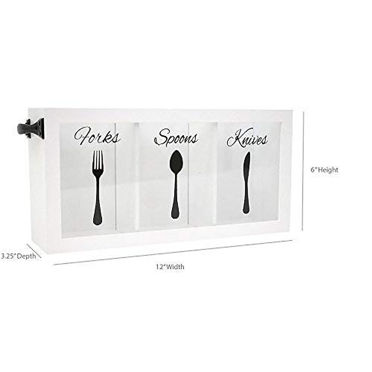BLU MONACO White Wooden Flatware, Cutlery, Kitchen Utensil & Silverware Caddy Organizer Bin Holder for Forks, Spoons, Knives - Perfect for Kitchen Countertop