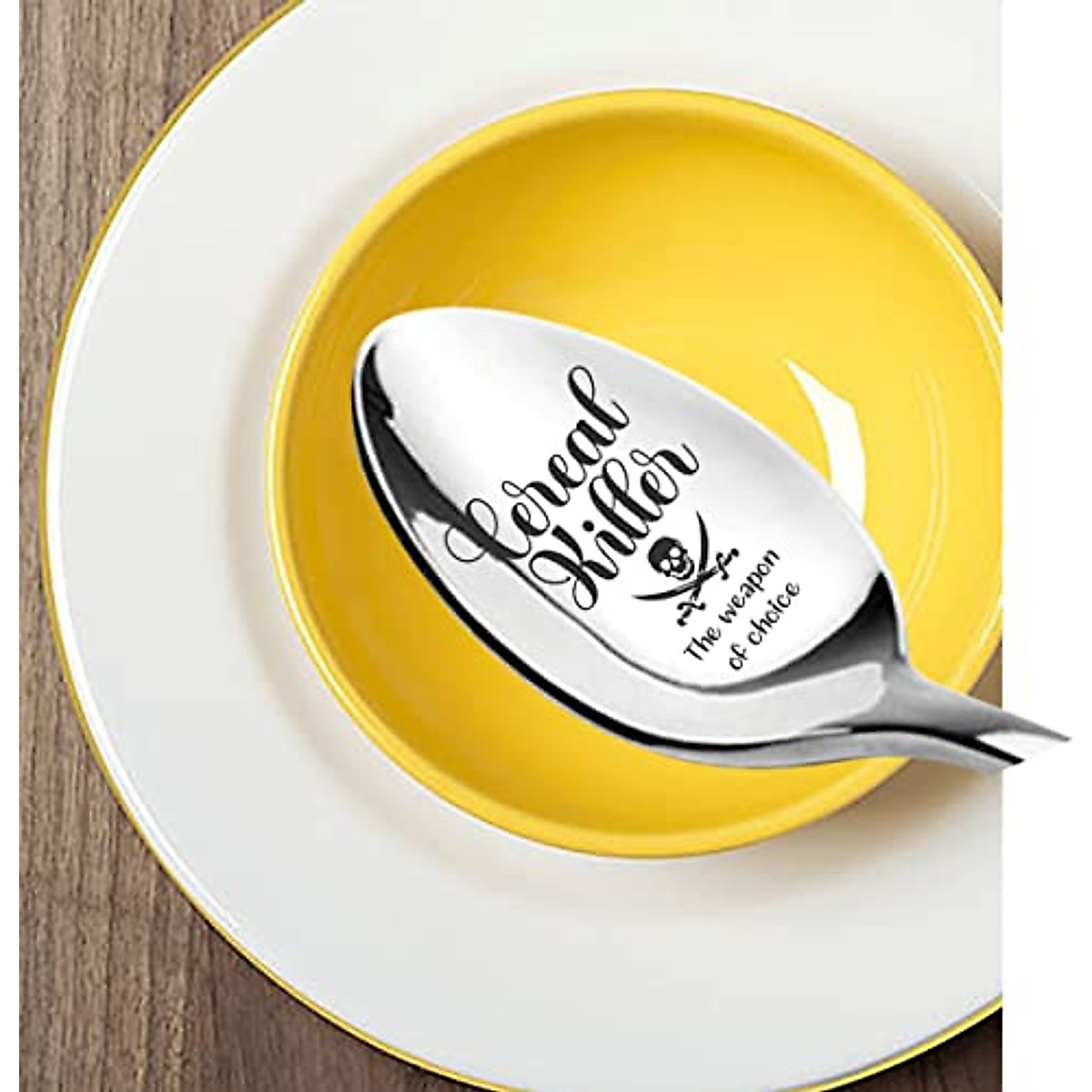 Funny Gift | Cereal Killer The Weapon Of Choice Engraved Spoon Gift For Birthday | Anniversary | Christmas Stocking Stuffer | Stainless Steel 7 inches Engraved Teaspoon | Gifts under $20