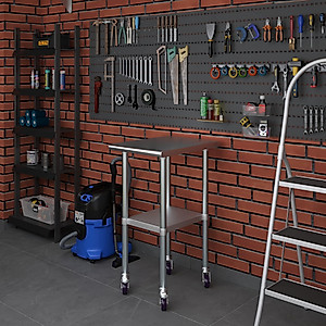 AmGood 24" x 18" Stainless Steel Work Table with Casters | Heavy Duty Metal Utility Table On Wheels | Kitchen Island Cart