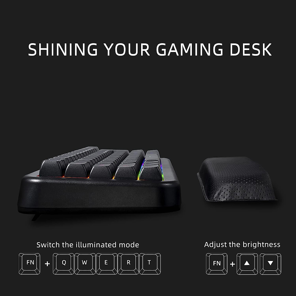 Wireless Gaming Keyboard, Rechargeable 2000mAh 2.4G LED Backlit Wireless Keyboard, Ergonomic Keyboard with Mechanical Sensory Keys, for PC PS4 Xbox One Mac, Teclado Gamer (Black)