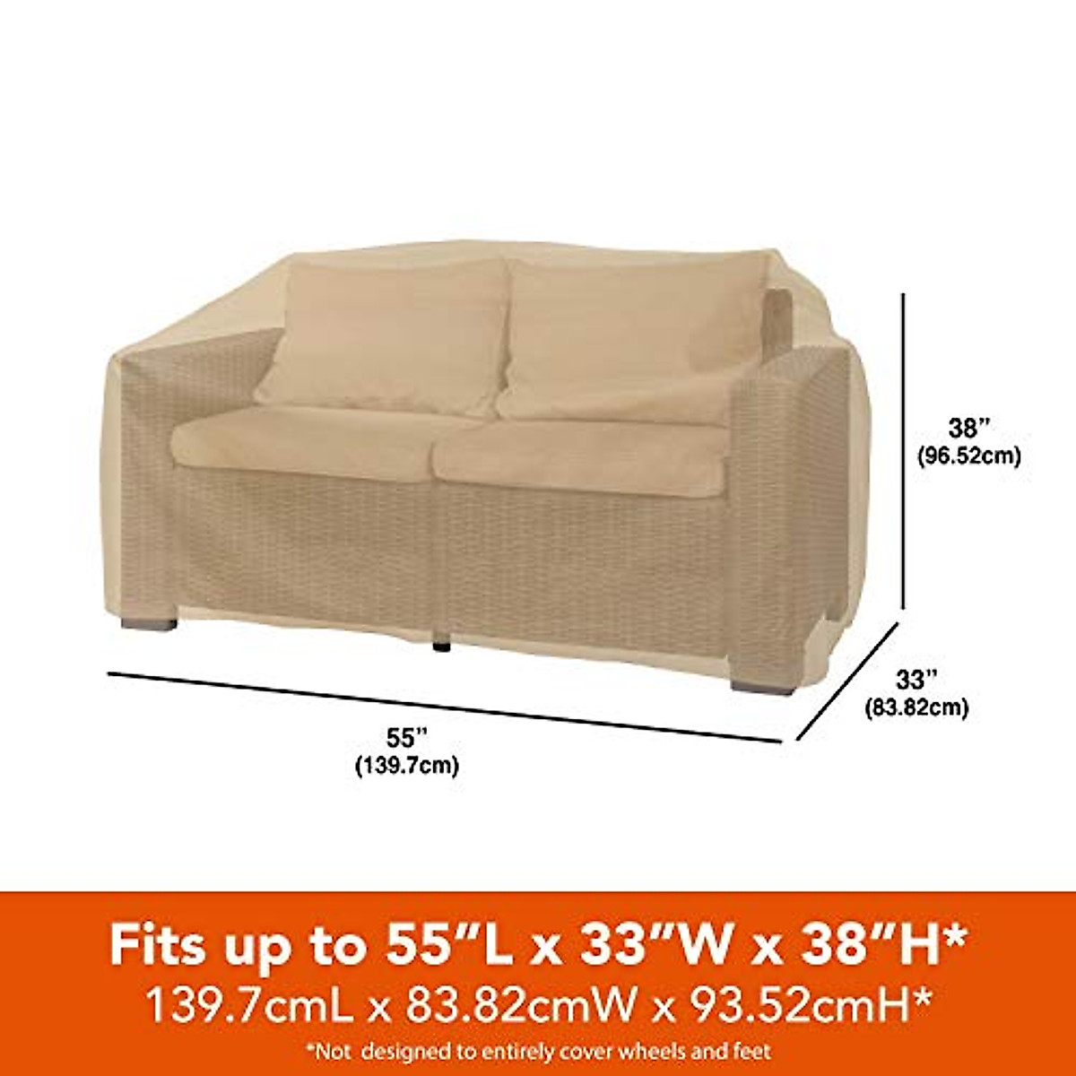 Modern Leisure® Basics Patio Loveseat Cover, 55" L x 33" W x 38" H, Khaki