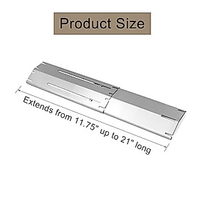 Universal Replacement Heavy Duty Adjustable Heat Plate Shield, Stainless Steel Heat Tent, Burner Cover, Flavorizer Bar, Flamer Tamer for Gas Grill Models, Extends from 11.75" up to 21" L, 3 Pack